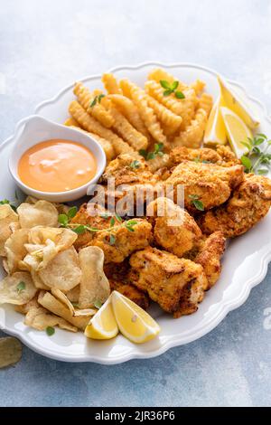 Fried fish and chips serving with vegetable, stock photo Stock Photo ...