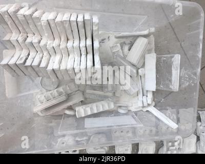 Detail objects printed on powder 3D printer and covered white polyamide ...