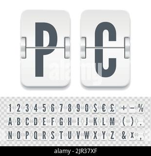 Narrow white flip board font with numbers for showing flight departure ...