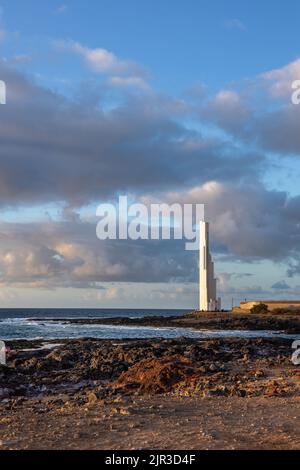 Punta del Hidalgo lighthouse. Landscape overlooking the ocean. Sunset ...