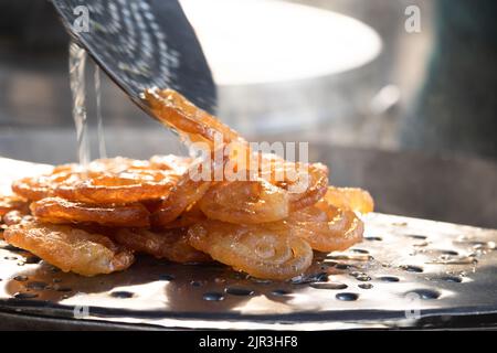 Fresh Cooked Hot Rasdar Jalebi Also Known As Jilapi, Jilebi, Jilipi ...