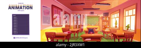 Classroom interior template ready for animation with separated layers ...
