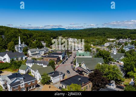 Panoramic aerial view of Meredith Bay in Lake Winnipesaukee and ...