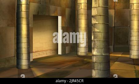 Pharaohs tomb inside an ancient pyramid in Egypt. Digital Painting ...