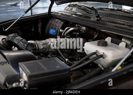 Russia, Izhevsk - August 20, 2021: UAZ showroom. New modern UAZ Patriot ...