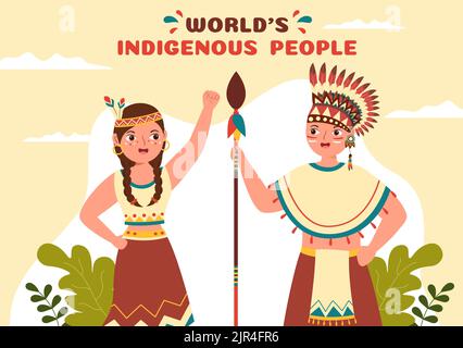 Worlds Indigenous Peoples Day on August 9 Hand Drawn Cartoon Flat ...