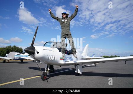 17-year-old pilot Mack Rutherford at Biggin Hill Airport, Westerham ...
