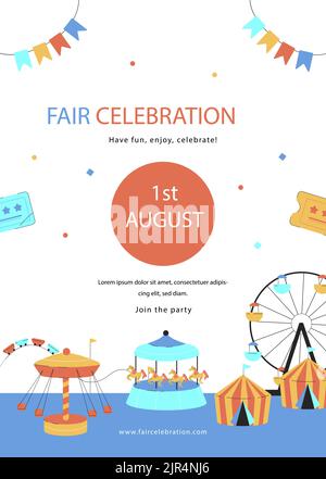 Flat fair celebration vertical poster template Vector illustration ...