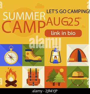 Flat design summer camp post Vector illustration Stock Vector Image ...