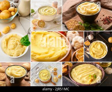 Collage with tasty homemade mashed potato Stock Photo - Alamy