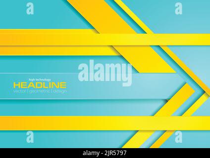 Bright cyan and yellow abstract corporate brochure background. Vector ...