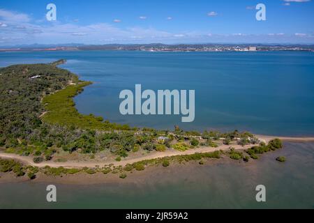 Aerial of Quoin Island in Gladstone harbour Queensland Australia Stock ...