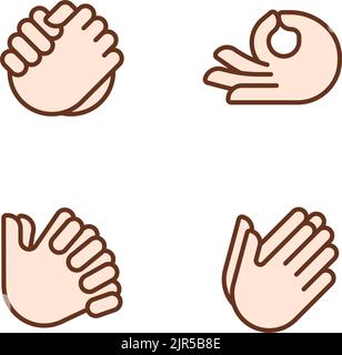 Gestures expression pixel perfect RGB color icons set Stock Vector ...