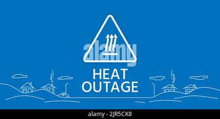 Heat outage web banner. Triangle warning sign with wavy arrows. Vector ...
