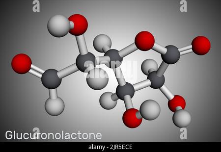 Glucuronolactone molecule. It is naturally occurring substance, used in ...