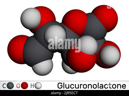 Glucuronolactone molecule. It is naturally occurring substance, used in ...