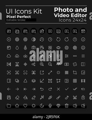 Video editing pixel perfect linear ui icon Stock Vector Image & Art - Alamy