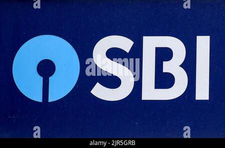 Mumbai, India. 21st Aug, 2022. A logo of State Bank of India (SBI) seen ...