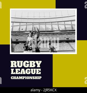 Composition of rugby league championship text over diverse male rugby ...