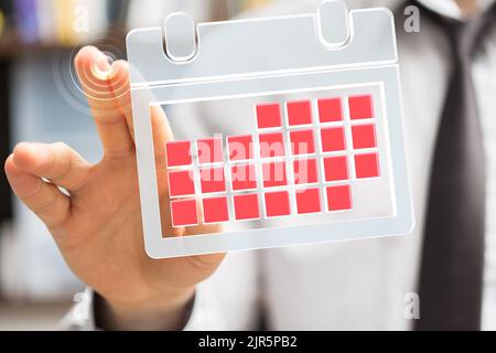 A 3d render of a hand interacting with calendar design Stock Photo - Alamy