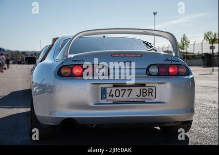 The rear view of a white Toyota Supra sports car Stock Photo - Alamy