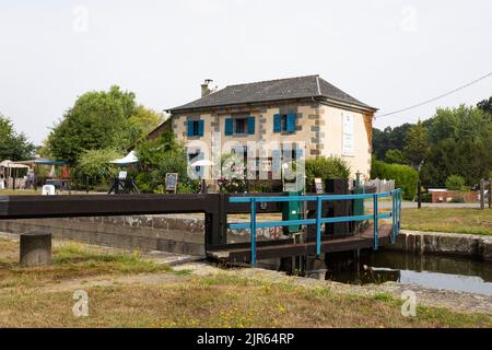 Tourist attraction at the locks of canal Hédé‑Bazouges, brittany ...