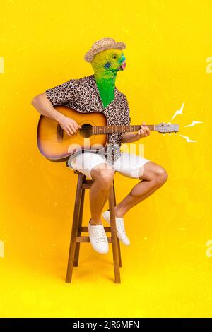 Collage artwork of funny beak head guy walking enjoying autumn weather ...