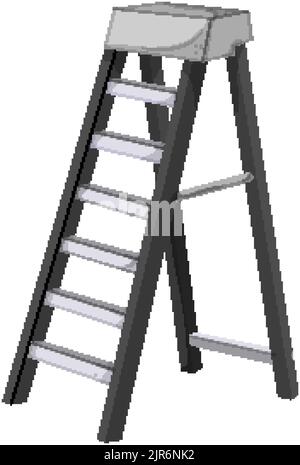 technician step ladder safety cartoon vector illustration Stock Vector ...