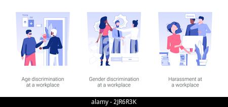 Inclusive workplace set. Modern employees collaborating, promoting ...