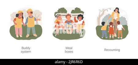 Buddy system isolated cartoon vector illustration. Pair students, two ...