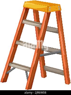 technician step ladder safety cartoon vector illustration Stock Vector ...