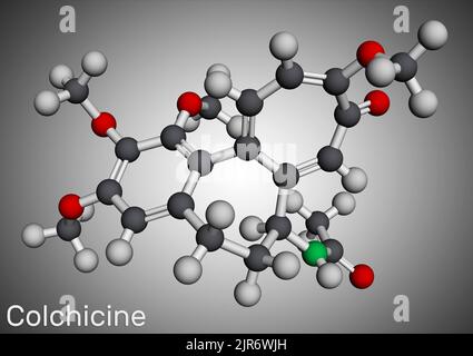Colchicine molecule. It is alkaloid with anti-gout and anti ...