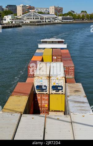 Rotterdam, Netherlands - August 2022: Industrial barge Benckes carrying ...