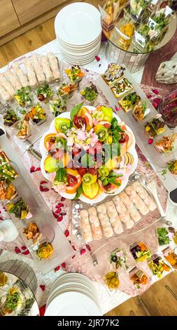 catering food, buffet table. Top view Stock Photo - Alamy