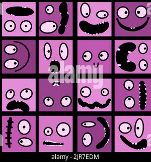 Cartoon monsters aliens seamless kids emoticons pattern for wrapping ...