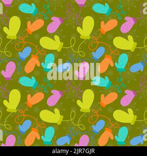 Winter warm kids gloves seamless Christmas weather pattern for wrapping ...