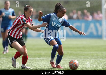 Danielle Brown of Durham Women in action with Siobhan Wilson of Crystal ...
