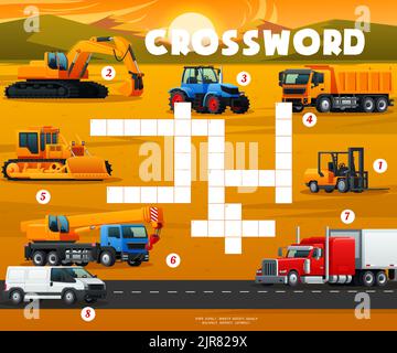 Construction machinery and industrial transport. Word search puzzle ...