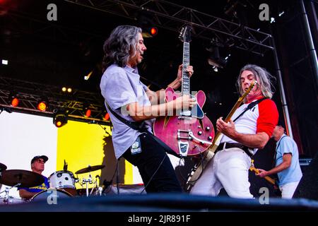 Dave Genn (L), lead guitarist and Neil Osborne (R) lead singer of 54-40 ...