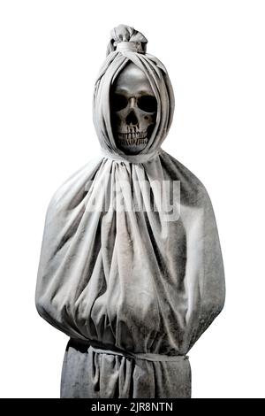 Indonesian ghost called pocong, covered with a linen shroud, isolated ...