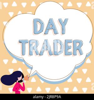 Text caption presenting Day Trader. Business overview A person that buy ...