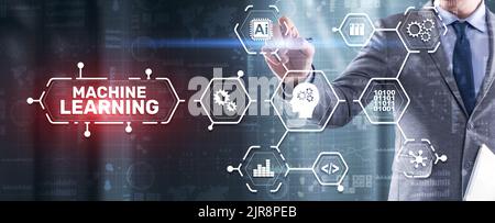 Machine Learning Modern Computer Technologies concept. Artificial intelligence AI Stock Photo ...