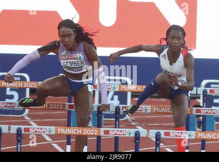 Cindy Sember of Great Britain, Cyrena Samba-Mayela of France and Reeta ...