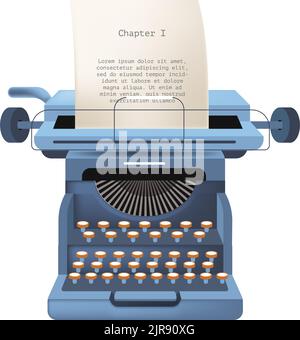 Outdated retro or vintage typing machine with page Stock Vector Image ...