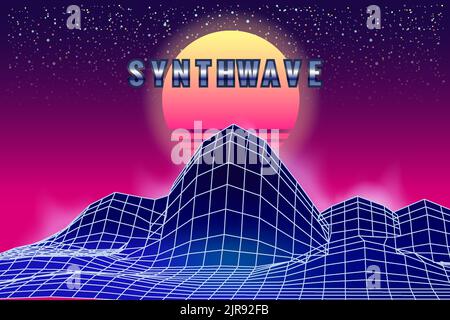 Back to 80's retro banner vaporwave aesthetic background Synthwave ...