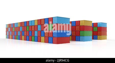 3d rendering stack of containers on white background Stock Photo - Alamy