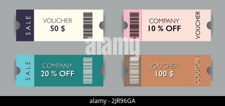 Elegant paper tickets, coupons and vouchers with sale discounts ...