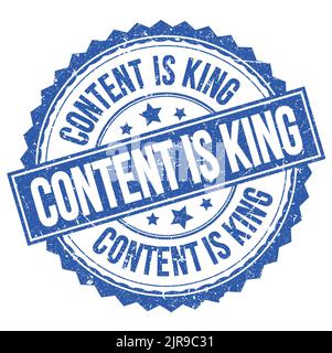 CONTENT IS KING text on blue grungy vintage rectangle stamp Stock Photo ...