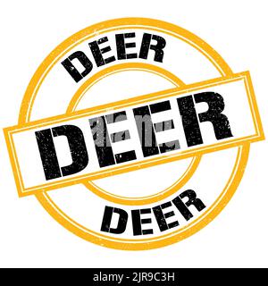DEER text written on yellow-black trapeze stamp sign Stock Photo - Alamy