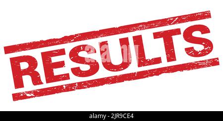 RESULTS text written on red trapeze stamp sign Stock Photo - Alamy